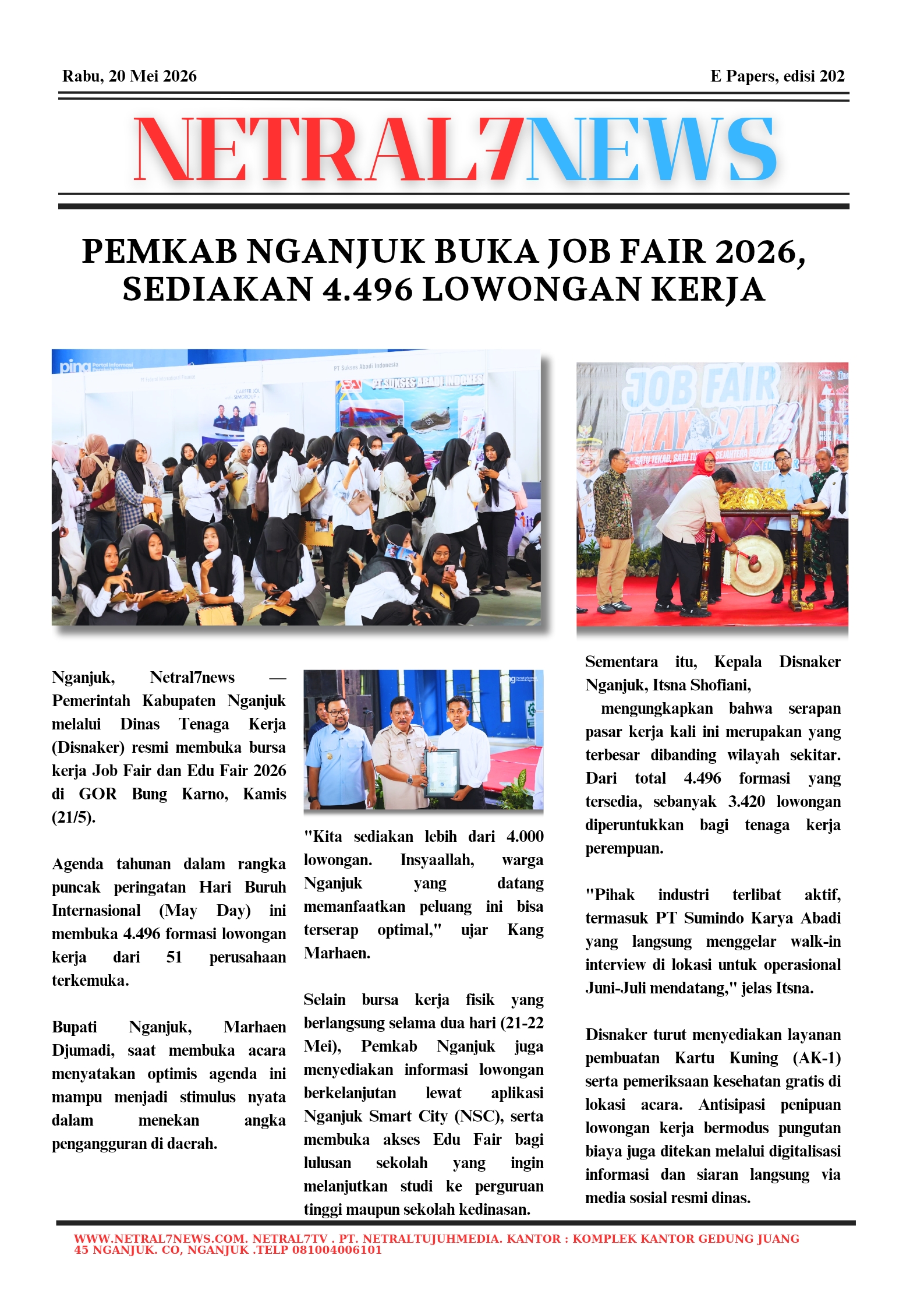 Pemkab Nganjuk Buka Job Fair 2026, Sediakan 4.496 Lowongan Kerja